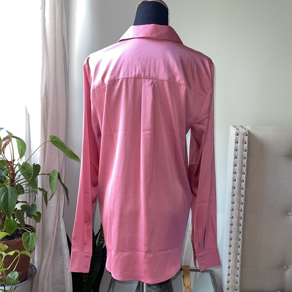 H&M | Tops | Satin Pink Button Down Shirt | Poshmark